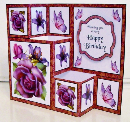 3 step pop-out Purple Roses - CUP835829_173 | Craftsuprint