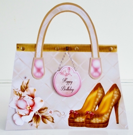 Gold Silk Handbag Shaped Card Mini Kit - CUP949052_58488 | Craftsuprint