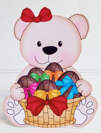 3D Easter Treat Box Mini Kit - Teddy Bear has a Basket of Easter Eggs ...
