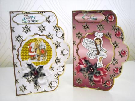 Christmas Golden Stars Scallop Card Bases in Pink and White - CUP235283 ...