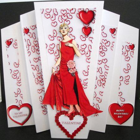 Valentines Panels Lady in Red Card Sheet - CUP174081_617 | Craftsuprint