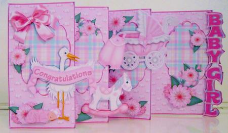 4-fold Card Kit - Baby Girl - CUP283012_203 | Craftsuprint