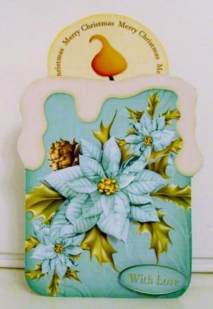 Candle Shape Card Christmas Poinsettia Blue 691 - CUP649478_2166 ...