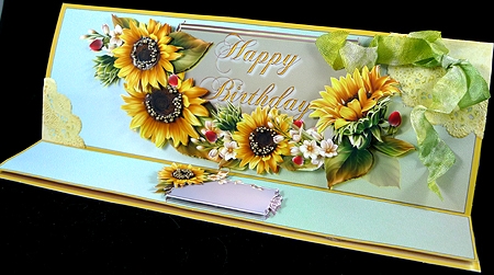 LARGE DL EASEL CARD, ENVELOPE AND DECOUPAGE KIT - SUNFLOWERS - Photo by Peggy Stogdill