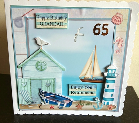 Beach Hut and Boat Frame Card, Birthday,Retirement,Fathers Day ...