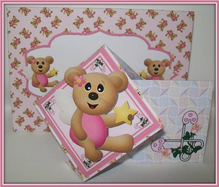 Twist Turn Card - Pink Teddy - CUP359295_66 | Craftsuprint