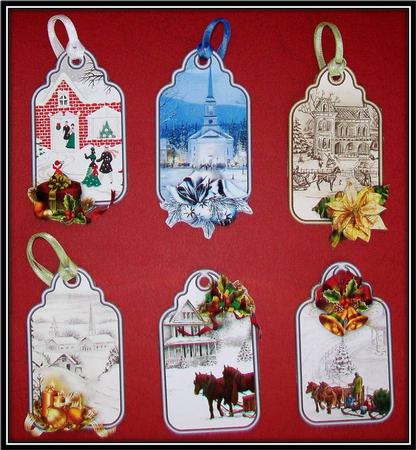 Vintage Christmas Tags Sheet with Decoupage - CUP459329_56 | Craftsuprint