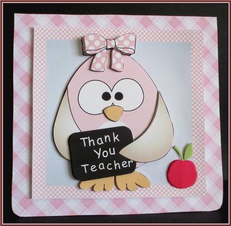 Thank You Teacher Girl Owl Card - CUP542059_2053 | Craftsuprint