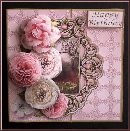Pink Paper Flowers Offset Frame Card Mini Kit - CUP561680_1648 ...