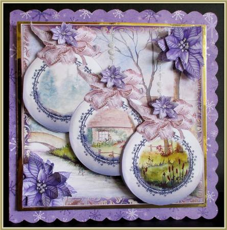 Beautiful Lilac Poinsettia Baubles Card Front Kit - CUP565118_1483 ...