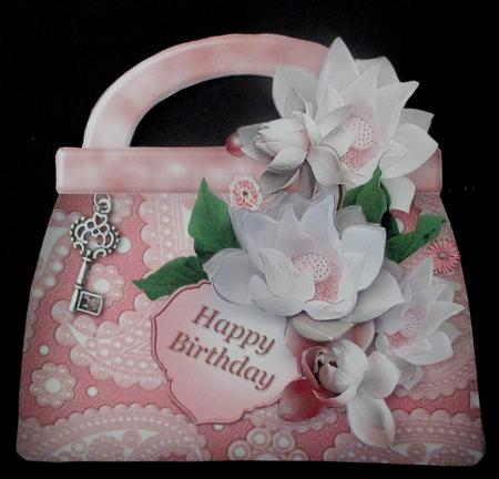 White Flowers Handbag Card Mini Kit - CUP572943_1648 | Craftsuprint