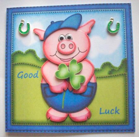 8 x 8 Ziggy Piggy's Good Luck Clover Scalloped Corner Topper ...