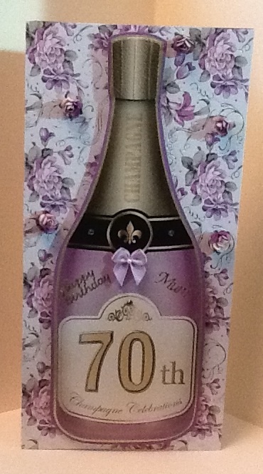 Large Dl 70th Champagne Bottle Shaped Card - Photo by Sarah Whitfield