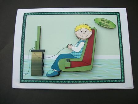 Gamer Boy Green Card Front with Decoupage - CUP157356_376 | Craftsuprint