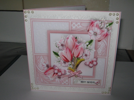 Pink Tulip Lace Squares Card Kit - CUP871980_1483 | Craftsuprint