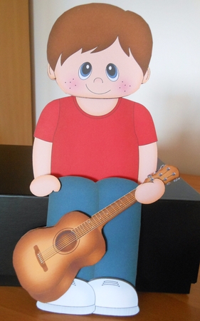 3D On the Shelf Card Kit - Cute Little Boy Aleck plays the Guitar ...