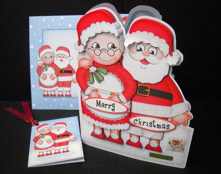 3D Xmas Mr & Mrs Santa Shaped Card with Decoupage - Photo by Shelagh E ...