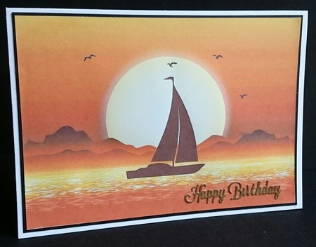 Sunset Boat cruise - card front / topper - Photo by Sue Soules