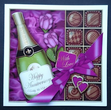 Anniversary Champers Chocs N Roses Quick Card 3D Decoupage - CUP312577 ...