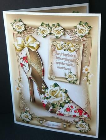 Silk Cream Shoes with Roses Card Mini Kit - CUP677333_1641 | Craftsuprint
