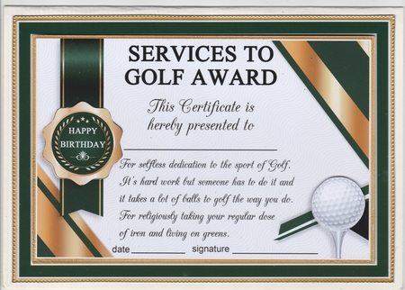 GOLF Humorous A5 Certificate & Ages Card Kit - CUP1035797_68 | Craftsuprint