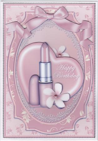 Lipstick and Flowers Birthday Card Front - CUP493752_1065 | Craftsuprint