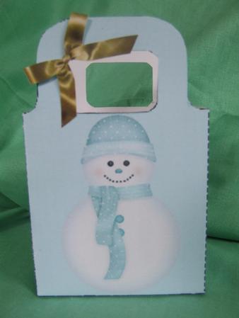 Cute Pastel Blue Snowman Gift Bag - CUP94877_572 | Craftsuprint