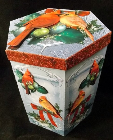 GORGEOUS TALL HEXAGONAL DECOUPAGE BOX - CARDINALS - CUP826896_2049 ...