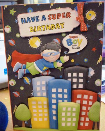 Have a Super Birthday Super Boy Card Front - Photo by Susie Woodward