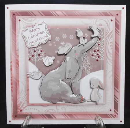 ELEPHANT & RABBITS 7.5 Christmas Decoupage & Insert Mini Kit - Photo by ...