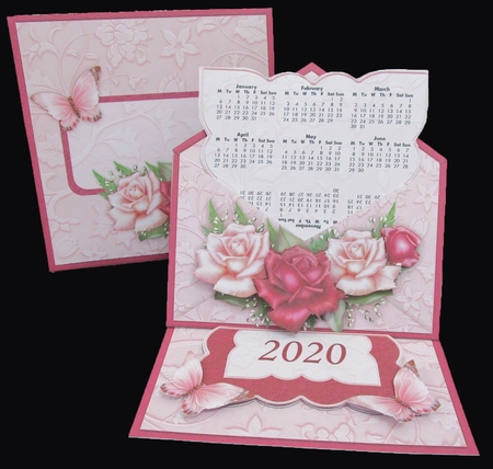2020 UK Calendar Insert Addon for Pink Roses Envelope Easel Kit ...