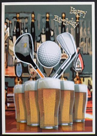Pints of Beer on Pub Bar with Golf Clubs - CUP264359_971 | Craftsuprint