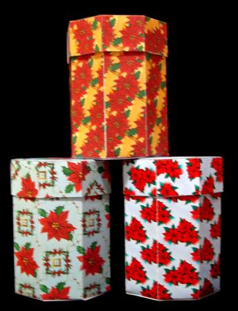 Set of 3 Octagonal Boxes - Poinsettia - CUP357771_66 | Craftsuprint