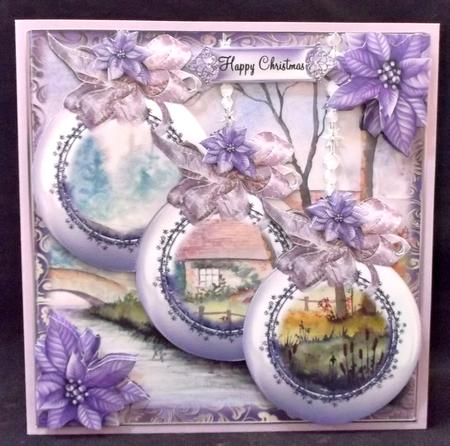 Beautiful Lilac Poinsettia Baubles Card Front Kit - CUP565118_1483 ...
