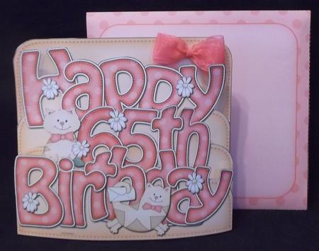 3D 65th Birthday Cats Pop Out Word Card - CUP540417_359 | Craftsuprint