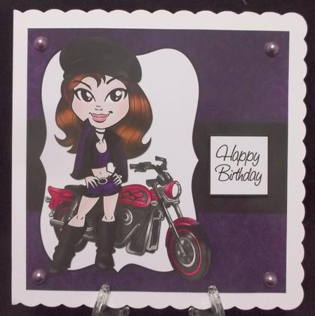 Biker Girl - Motorbike Birthday 8x8 Card - CUP247162_614 | Craftsuprint