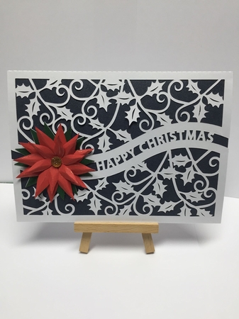 Happy Christmas Poinsettia Split Card - CUP919808_40382 | Craftsuprint