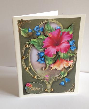 Gorgeous Pink Hibiscus on Golden Frame - CUP616784_1763 | Craftsuprint