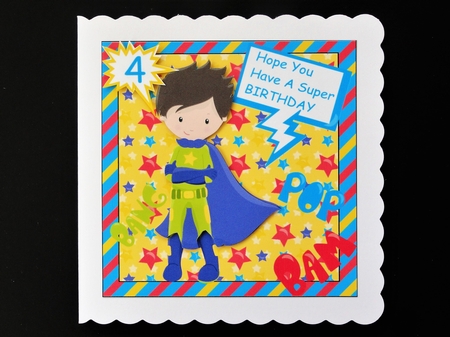 Brown Haired Super Hero Birthday Boy Card Front Age 4/5/6 - Photo by ...