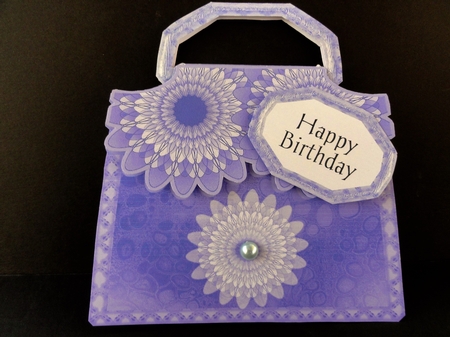 Flowers Purple Bag shaped card - CUP737575_2101 | Craftsuprint