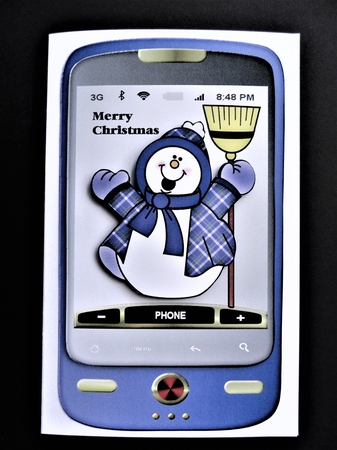 Smartphone Christmas Happy Snowman - CUP741272_936 | Craftsuprint