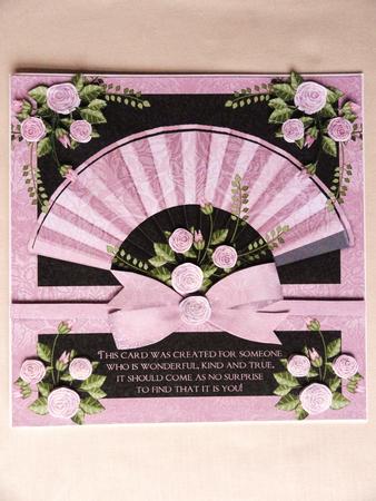Fan and Rose Greeting Card Front - CUP305773_1446 | Craftsuprint