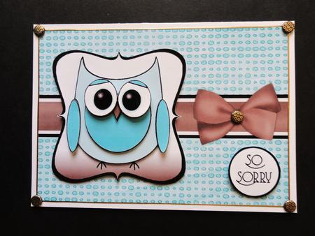 Cute Owl Sorry Decoupage Card Front - Brown & Aqua - CUP267967_1435 ...