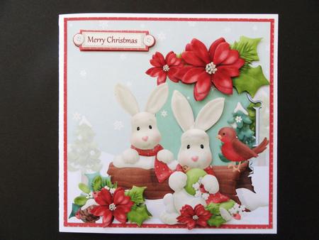 Rabbits Christmas 7x7 Card with Decoupage - CUP648728_8 | Craftsuprint