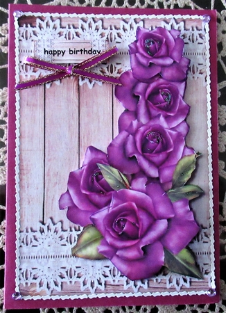 Purple Roses, Wood & lace Quick Card - CUP788391_936 | Craftsuprint