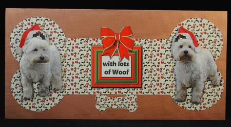Westie Christmas Bone shaped card - CUP746899_15 | Craftsuprint