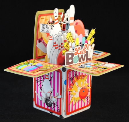 POP UP BOX CARD MEN BIRTHDAY SPORTS, BOWLING - STRIKES & SPARES ...