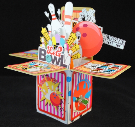POP UP BOX CARD MEN BIRTHDAY SPORTS, BOWLING - STRIKES & SPARES ...