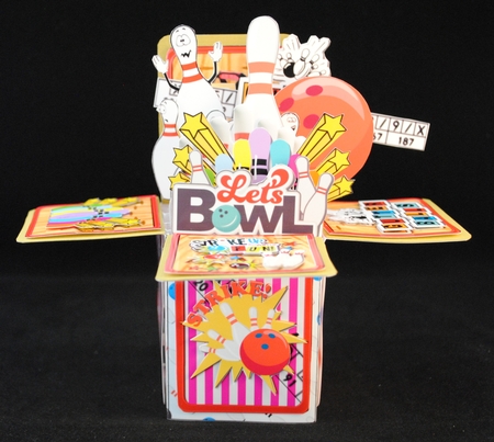 POP UP BOX CARD MEN BIRTHDAY SPORTS, BOWLING - STRIKES & SPARES ...