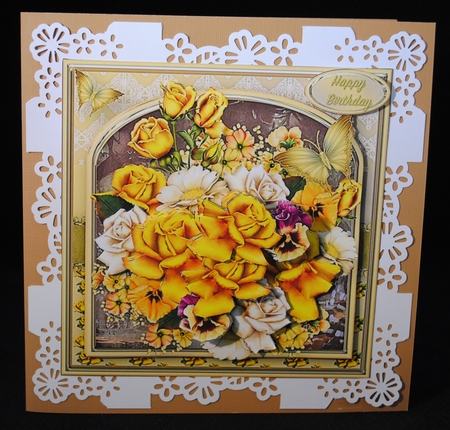 Golden Flowers Decoupage Card Mini Kit - CUP795625_1648 | Craftsuprint